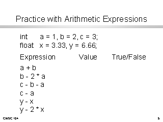 Practice with Arithmetic Expressions