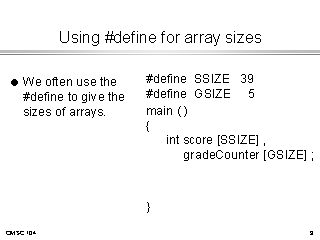 Using #define for array sizes