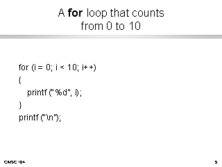 A for loop that counts