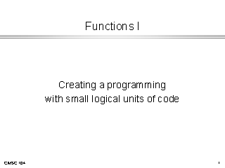 Functions I