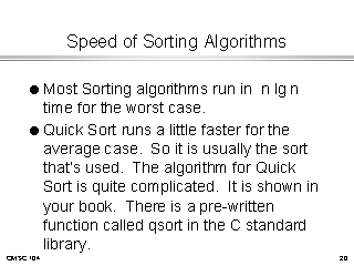 Speed of Sorting Algorithms